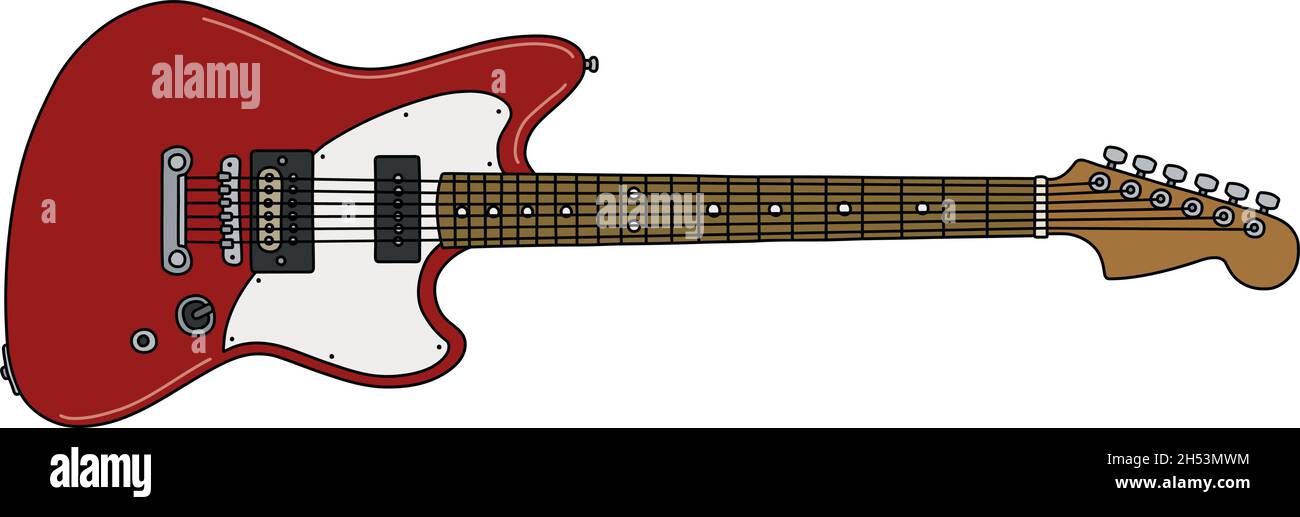 The vectorized hand drawing of a classic red electric guitar Stock ...