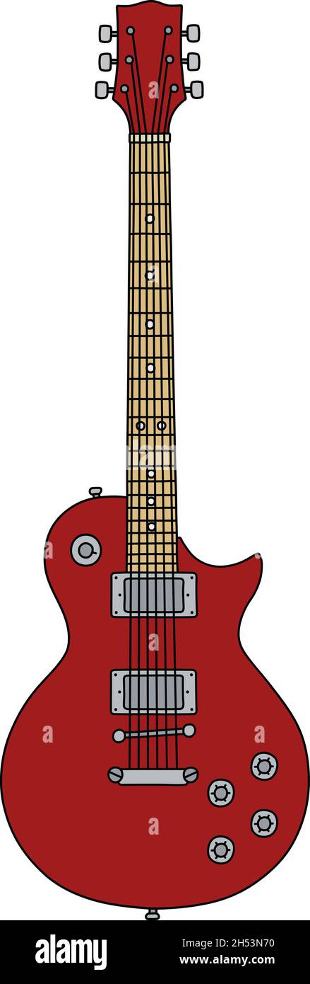 The vectorized hand drawing of a red electric guitar Stock Vector Image ...