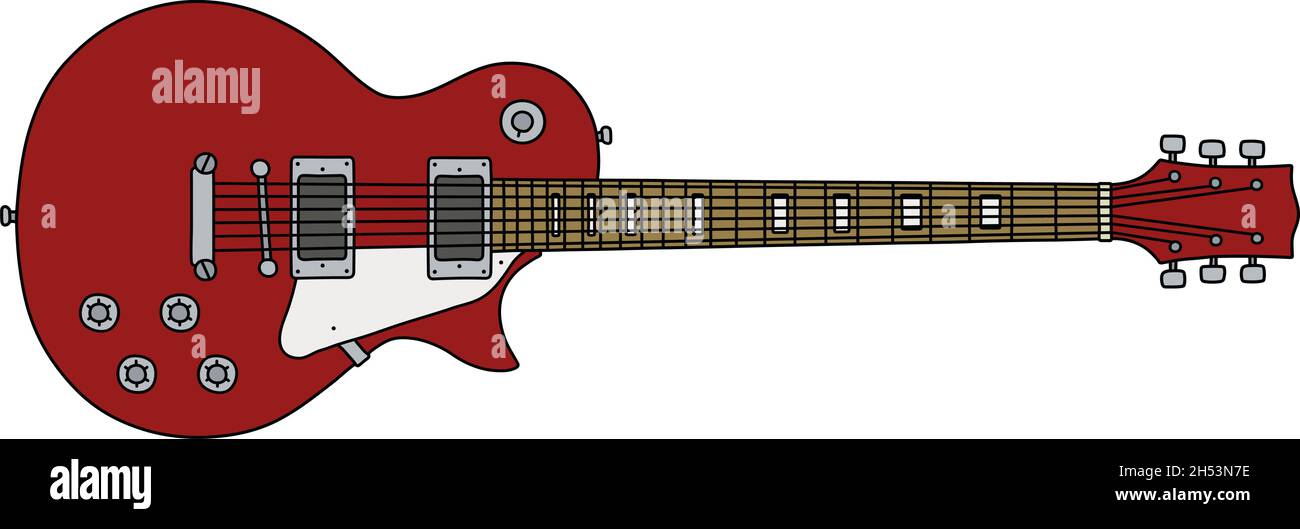 The vectorized hand drawing of a classic red electric guitar Stock ...