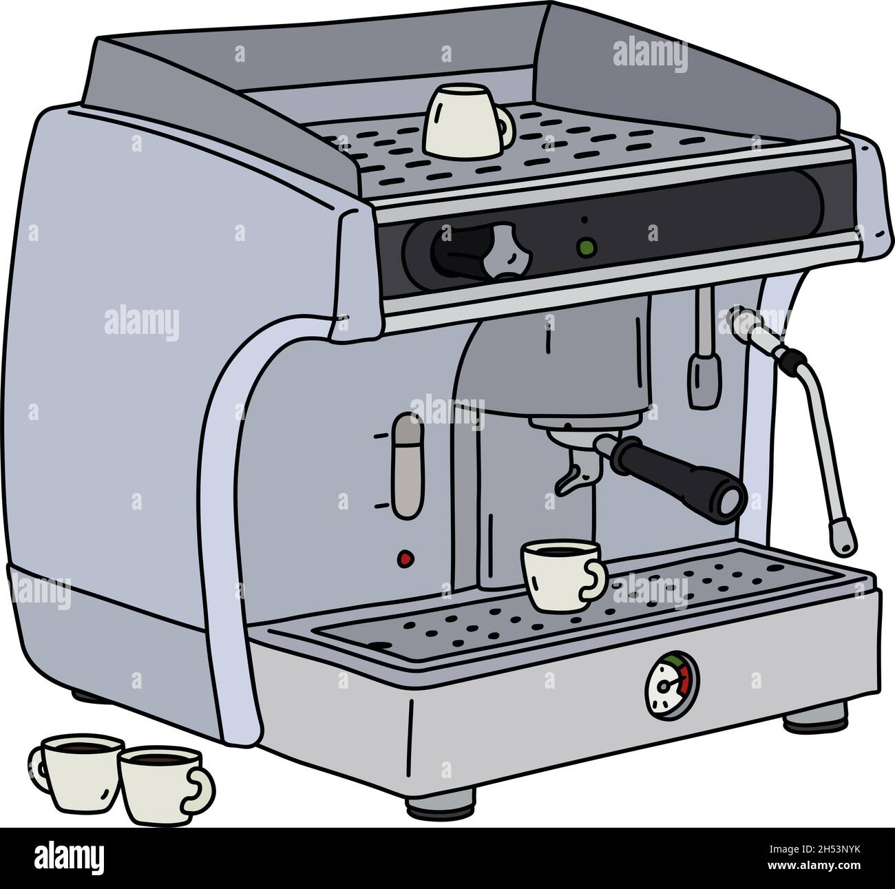 The vectorized hand drawing of a professional stainless steel electric ...