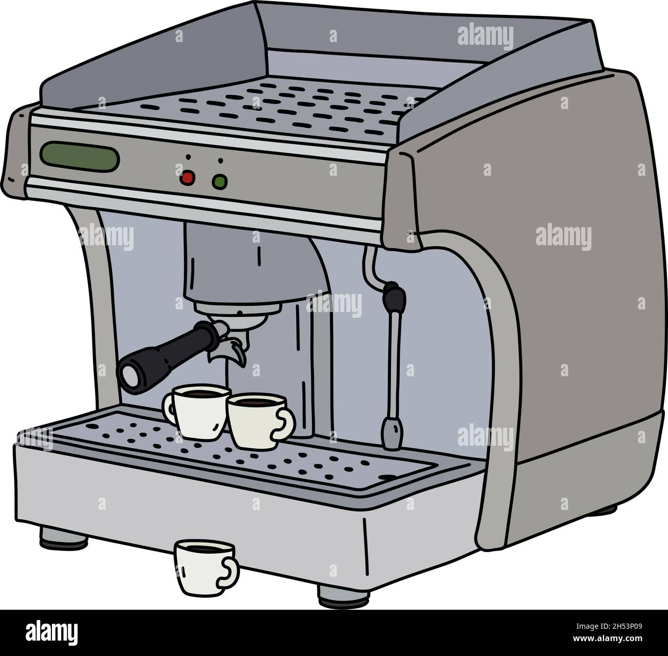 The vectorized hand drawing of a professional gray electric espresso ...