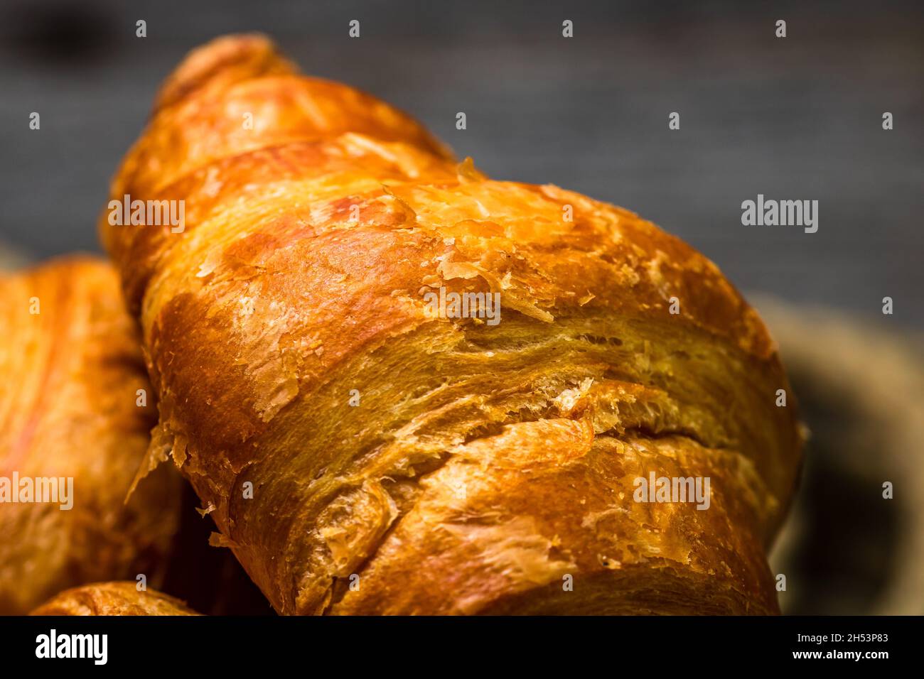 Baked golden brown French croissants Stock Photo - Alamy