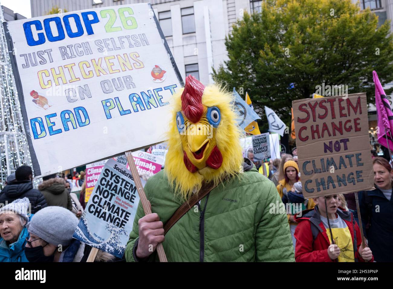 Chicken protester gather in support of and to protect biodiversity at ...