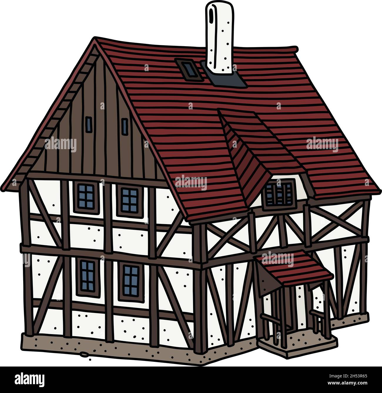 The vectorized hand drawing of a historical half timbered house Stock ...