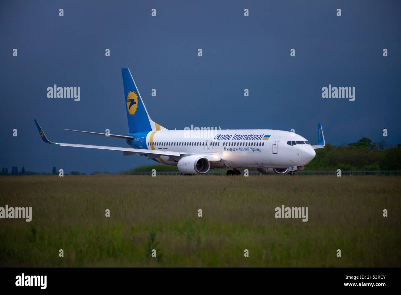 UKRAINE, KYIV, - MAY 28, 2021: Passengers plane Boeing 737-900ER UR-PSY ...