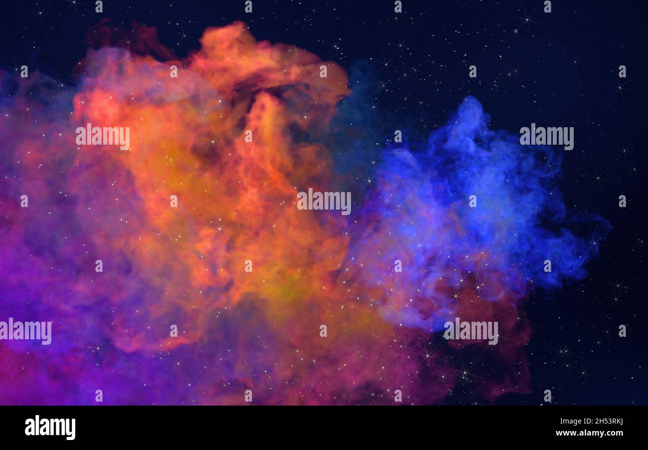 Nebulae and colored smoke, 3d rendering. Computer digital drawing Stock ...