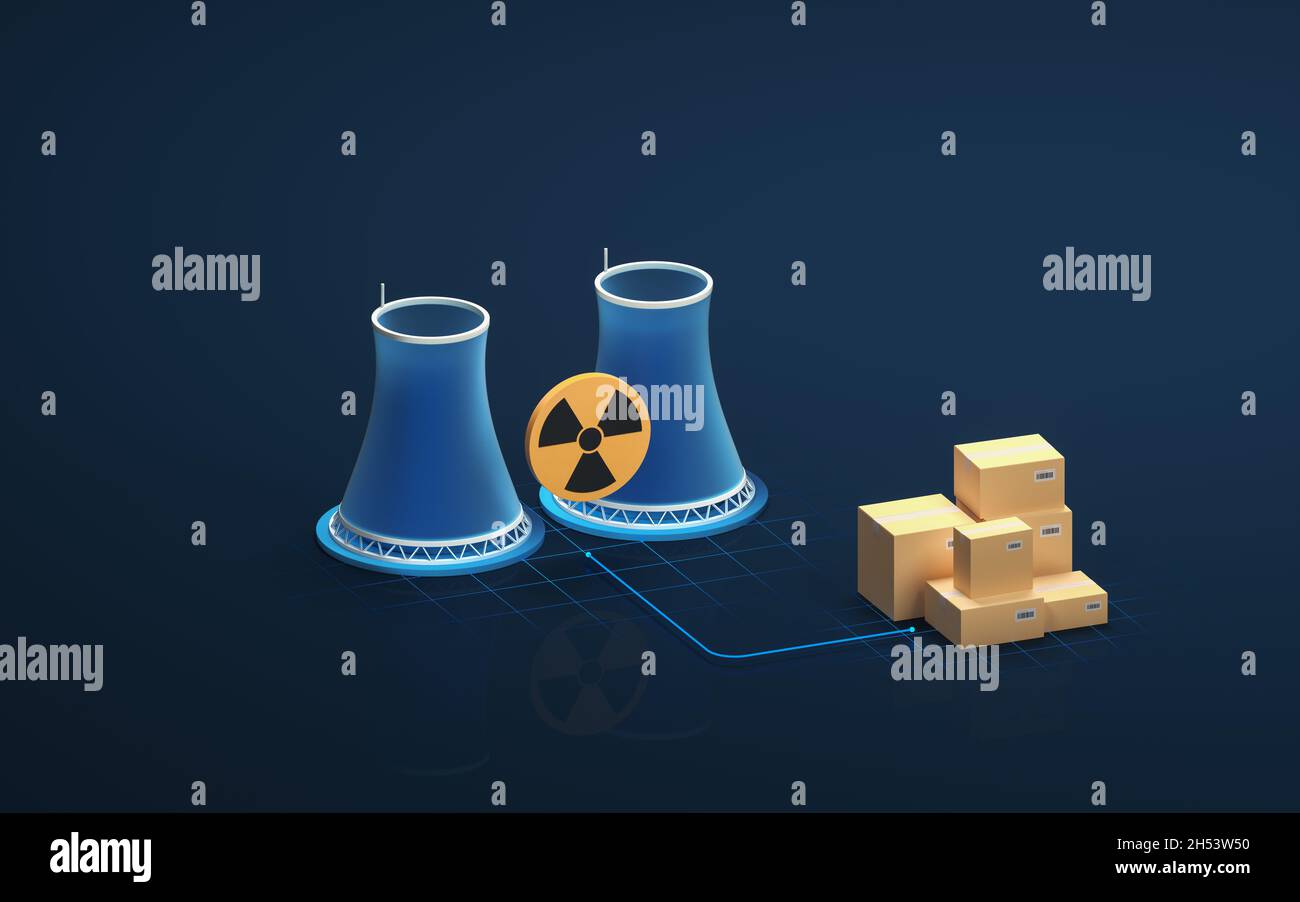 The concept of nuclear energy, 3d rendering. Computer digital drawing ...