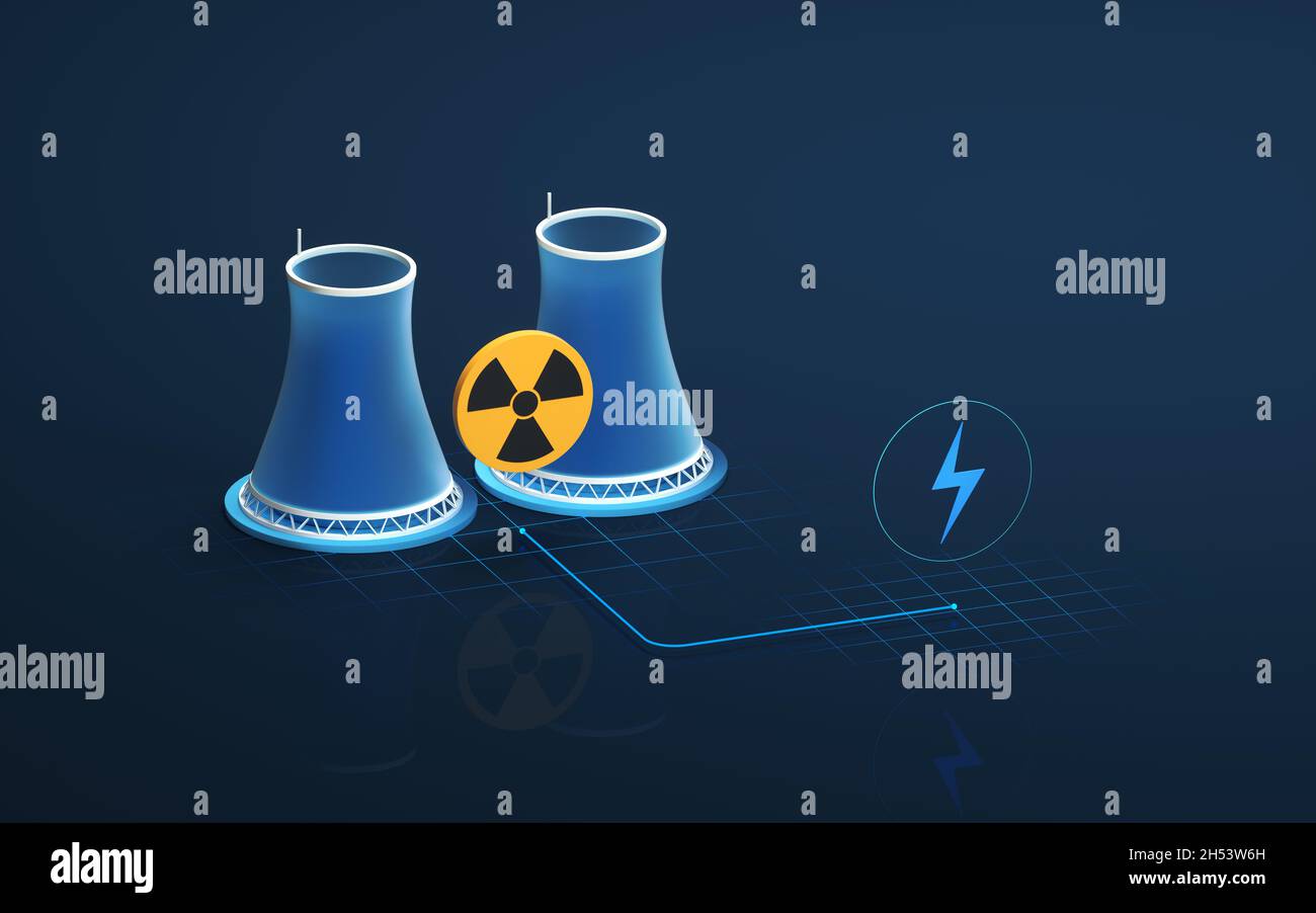 The concept of nuclear energy, 3d rendering. Computer digital drawing ...