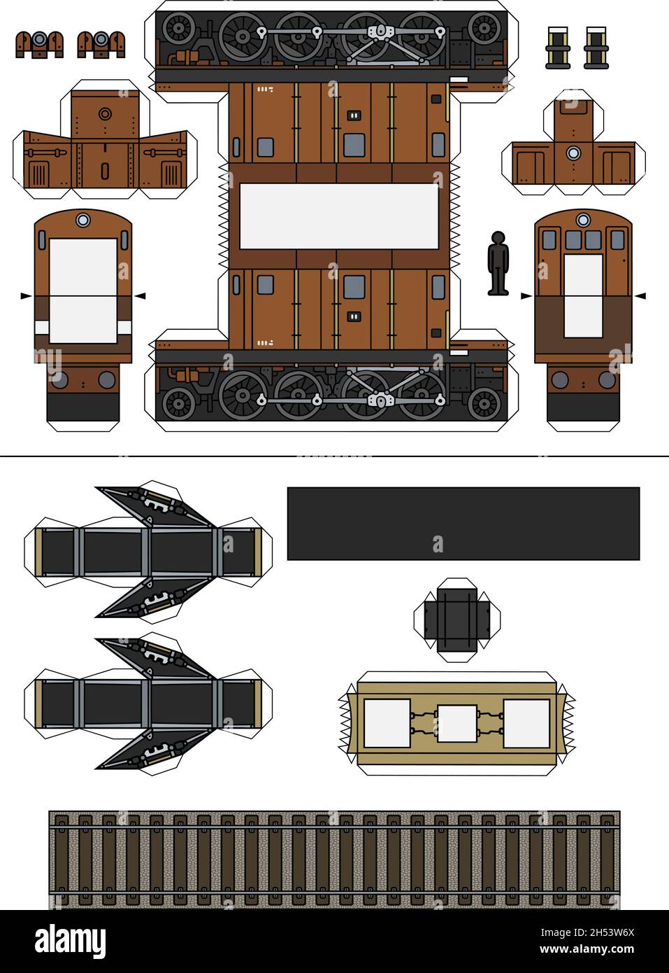 Locomotive in train yard Stock Vector Images - Alamy