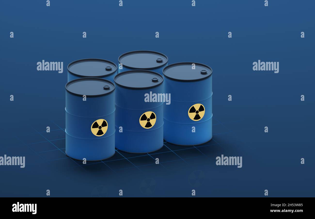 Nuclear power station and nuclear energy, 3d rendering. Computer ...