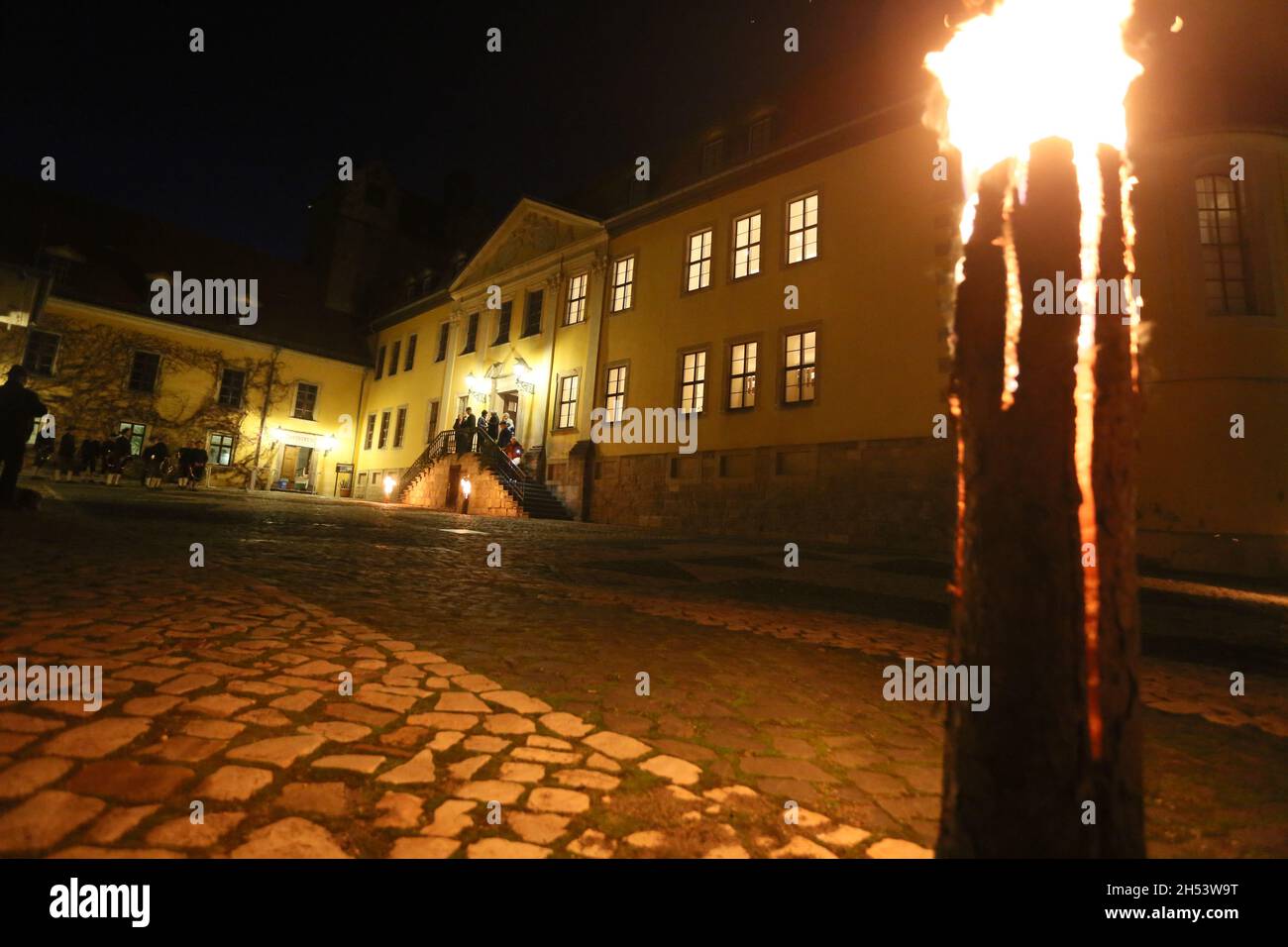 Ballenstedt, Germany. 06th Nov, 2021. Swedish fires burn in front of ...