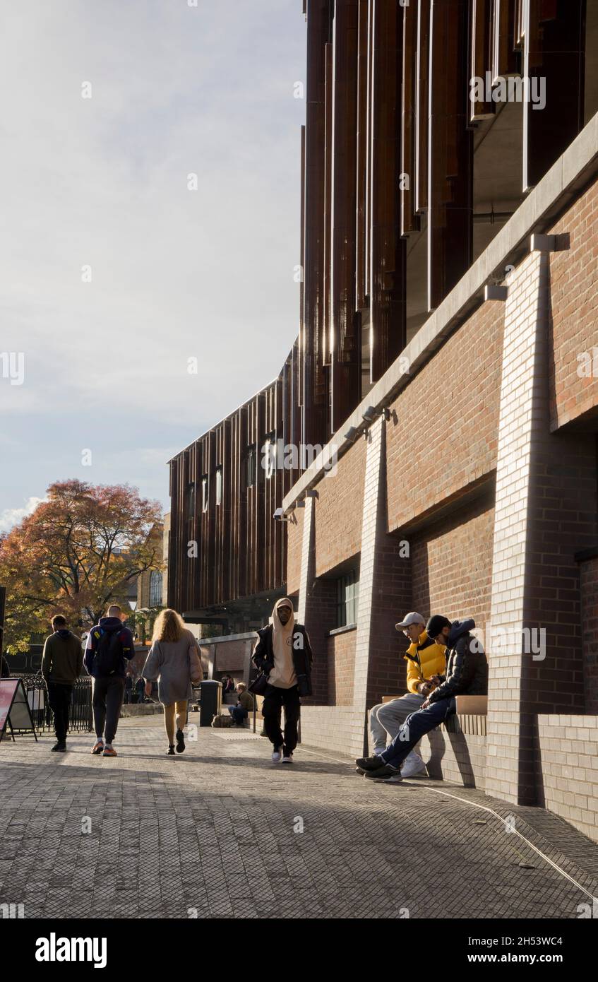 People walking around the new Hawley Wharf housing, shoping and offices ...
