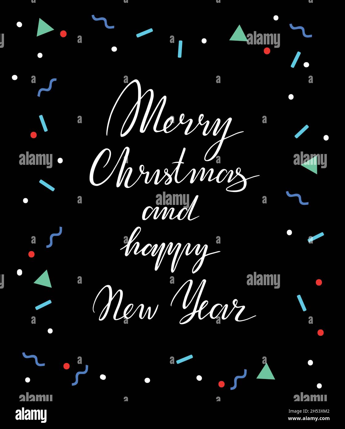 Merry Christmas and happy New Year Vector Lettering. Greeting Card ...