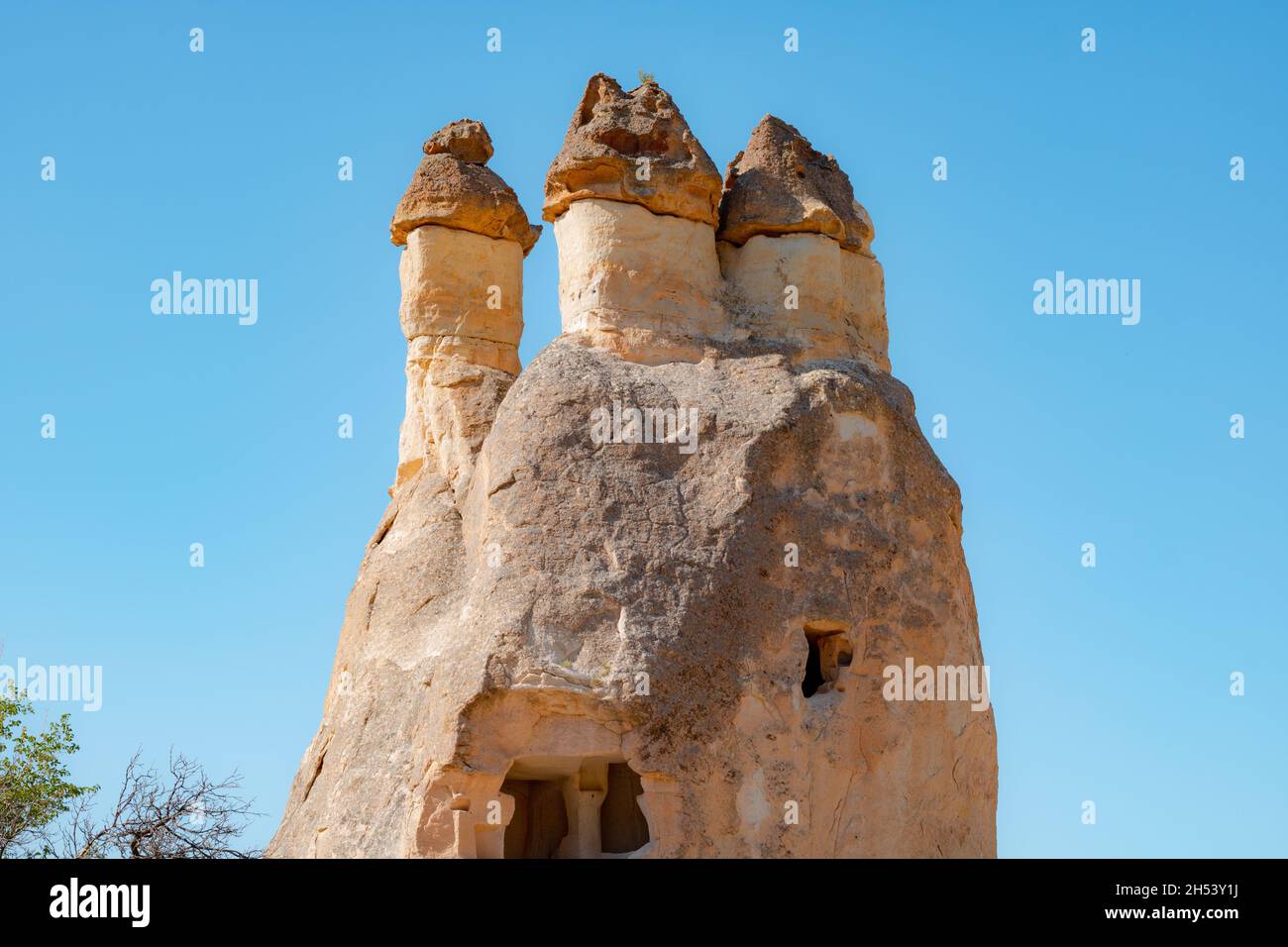 Fairy chimney or Peri Bacasi in Cappadocia Turkey. Fairy chimneys in ...