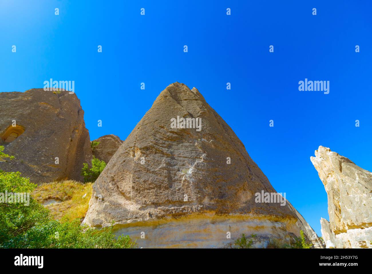 Fairy Chimneys around the Goreme town in Cappadocia Turkey. Peri ...