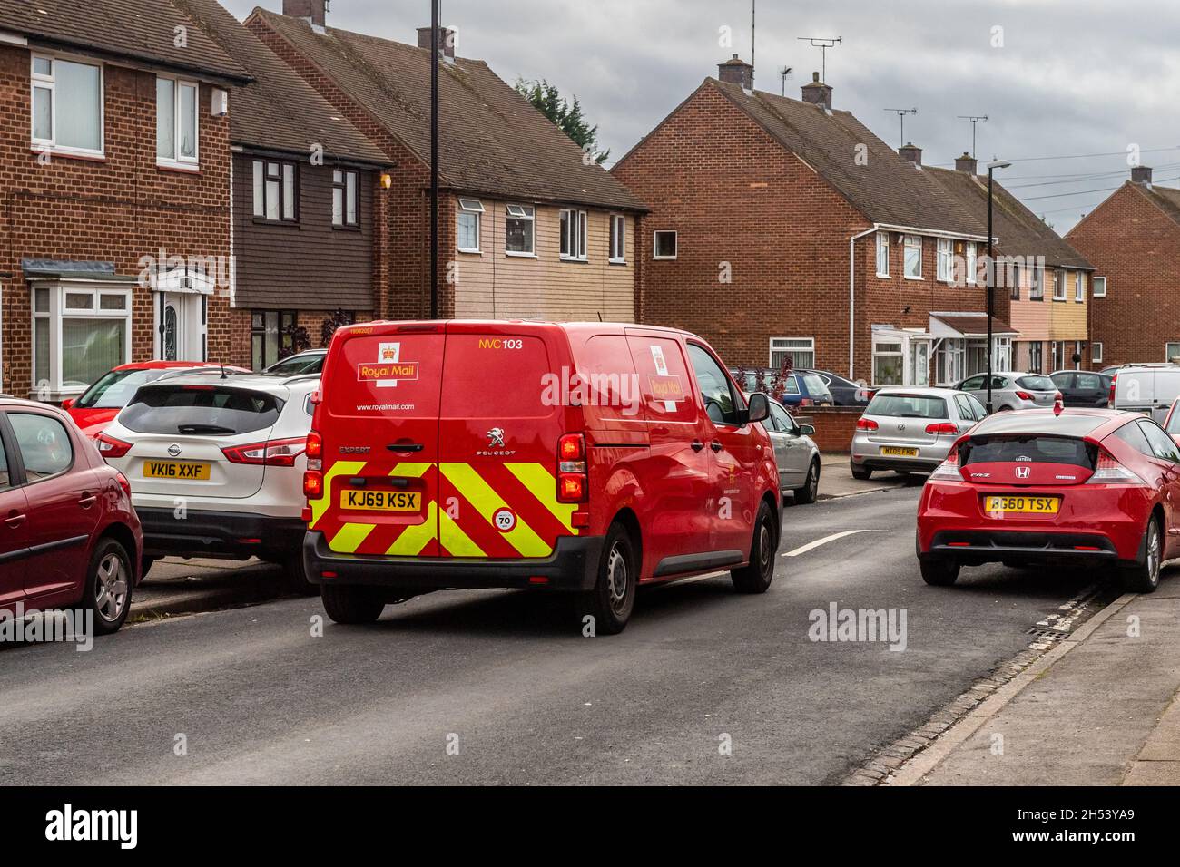 Royal Mail delivery van delivering parcels in Coventry, West Midlands ...