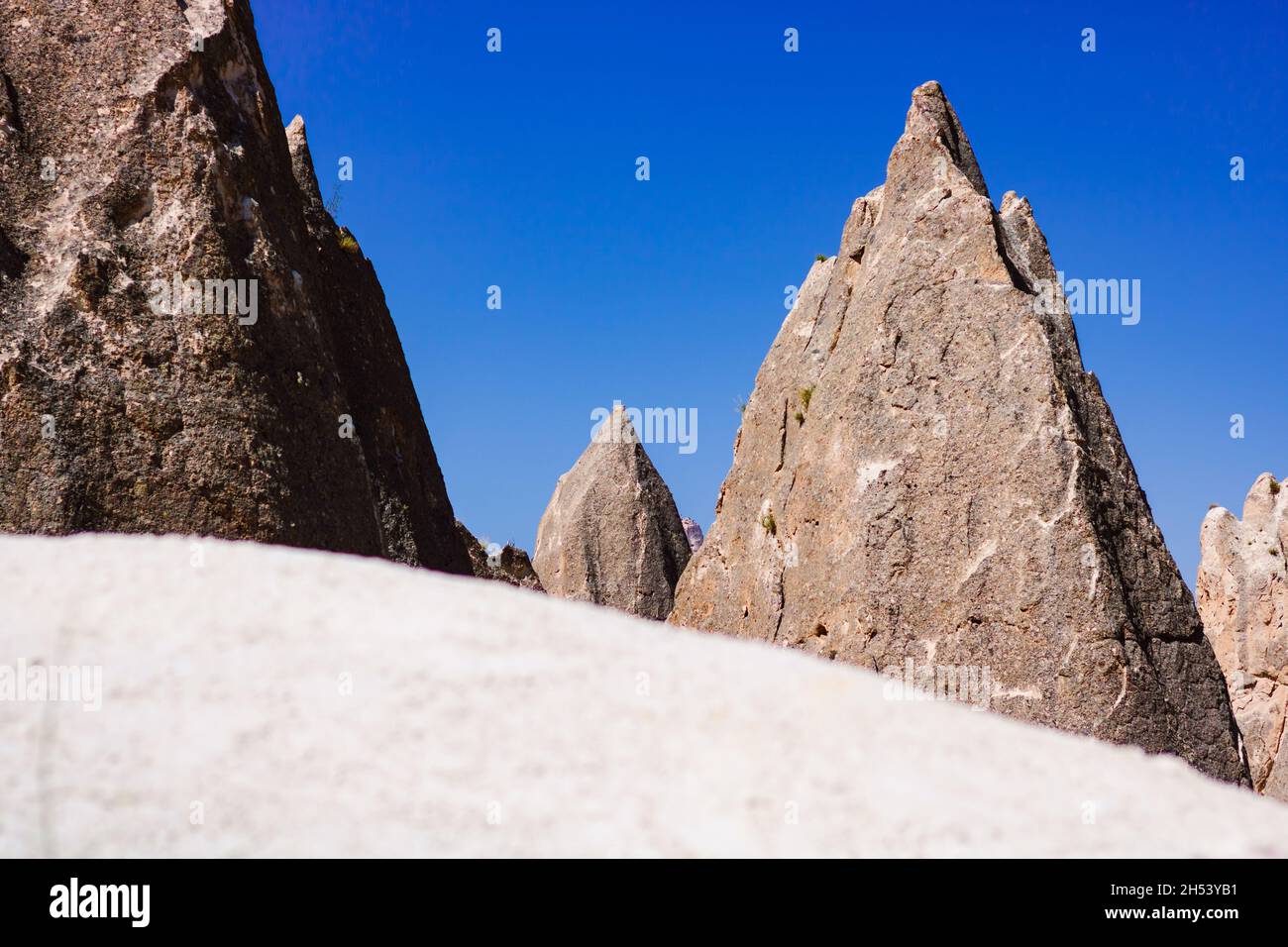 Fairy Chimneys around the Goreme town in Cappadocia Turkey. Peri ...