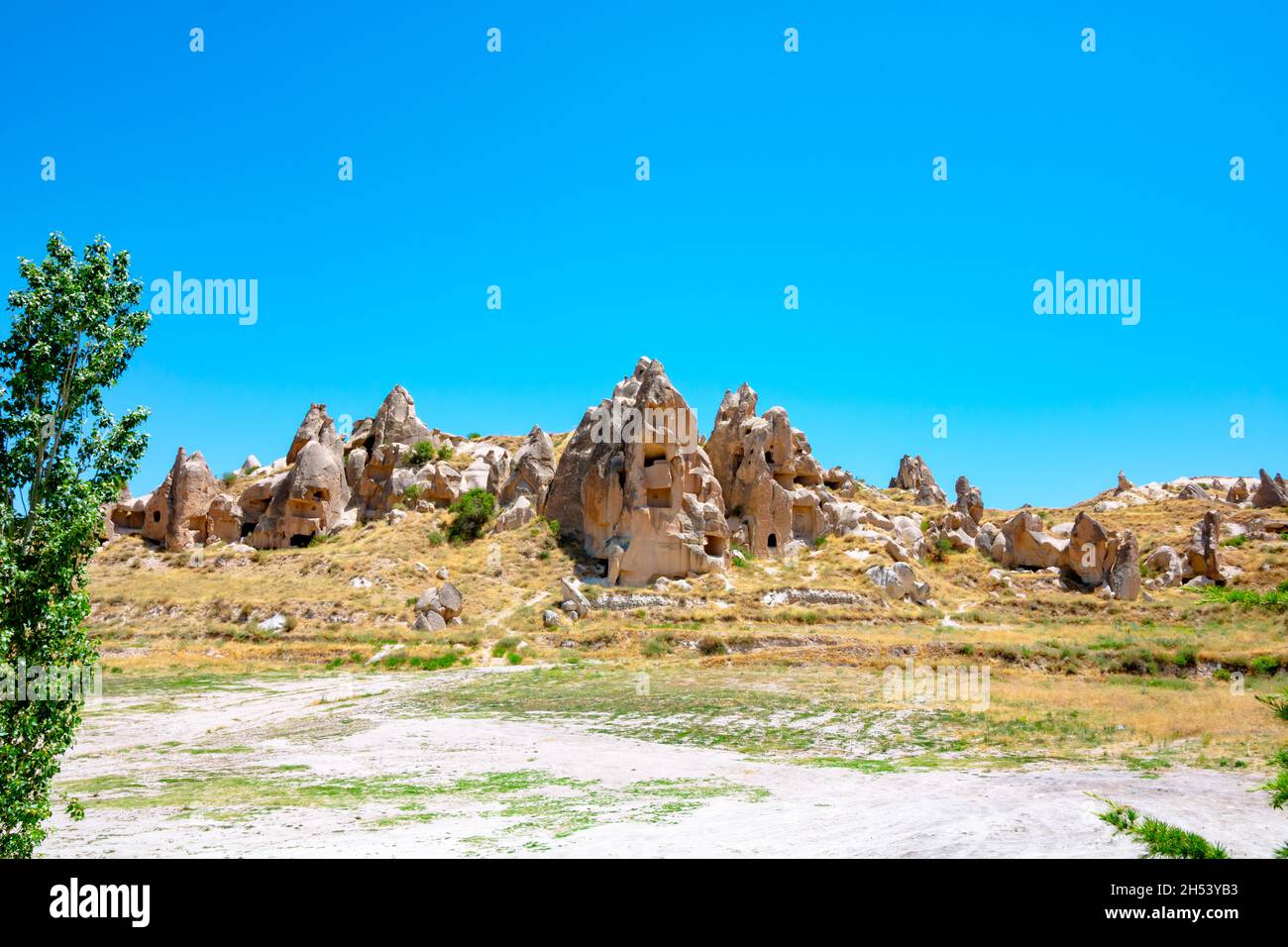 Fairy Chimneys around the Goreme town in Cappadocia Turkey. Peri ...
