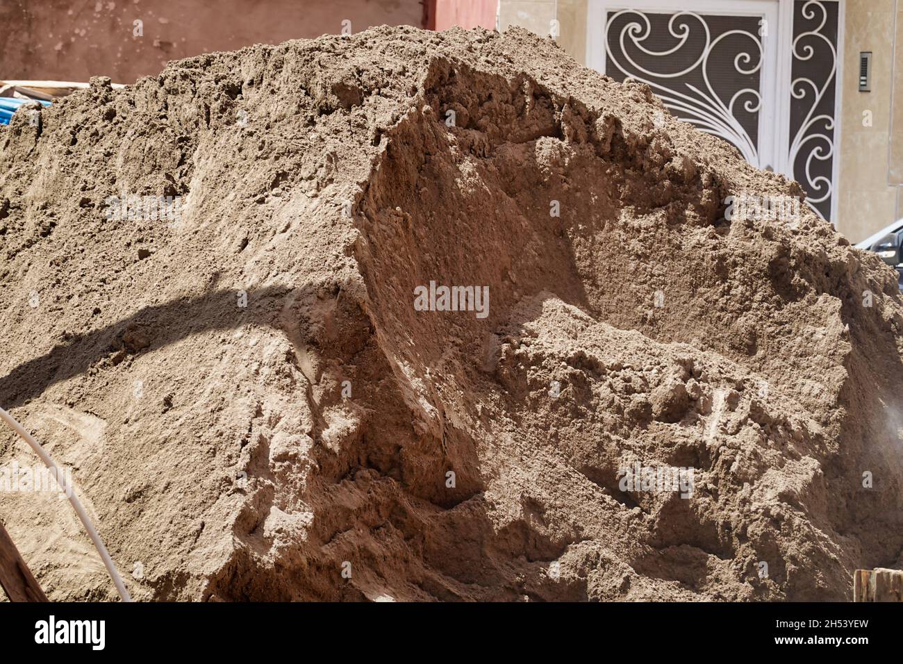 Closeup of cement and stones mixture used for a building structure ...