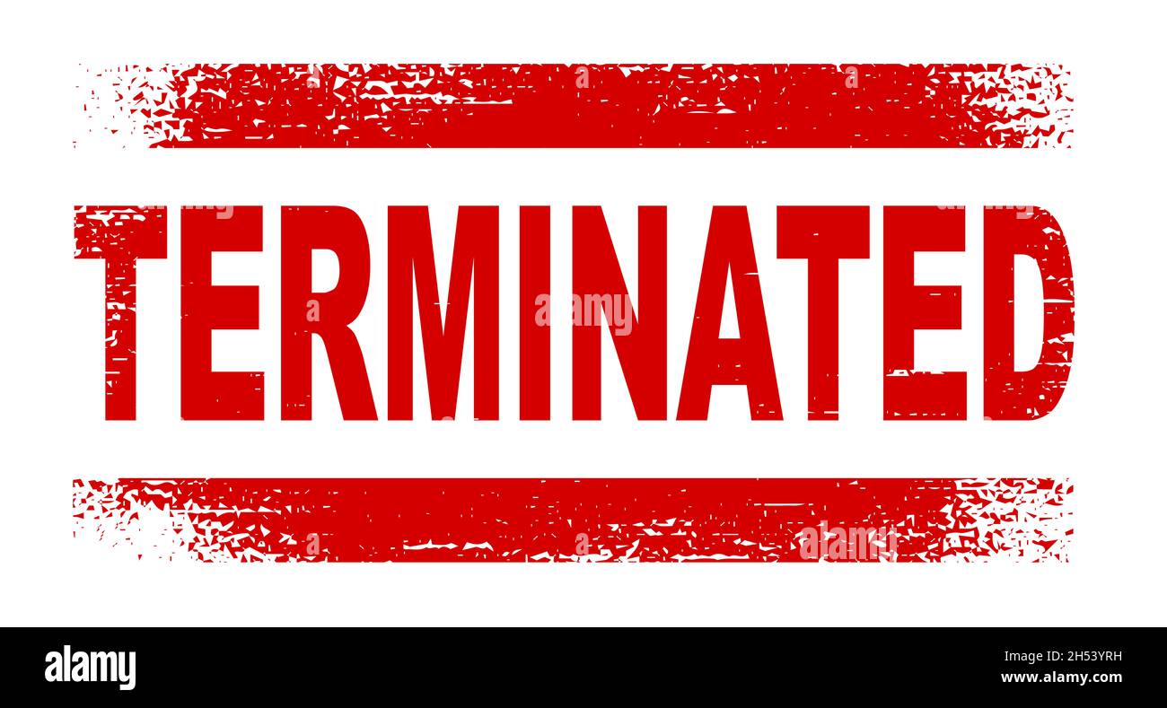 A Terminated rubber stamp with grunge over a white background Stock ...