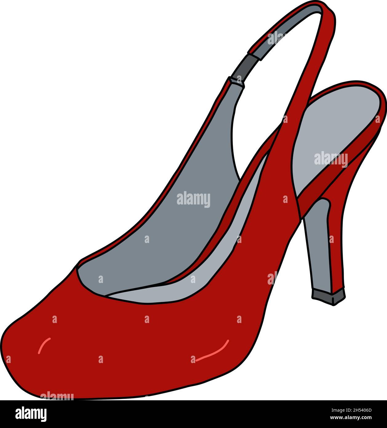 The vectorized hand drawing of a red womans shoe on high heel Stock ...