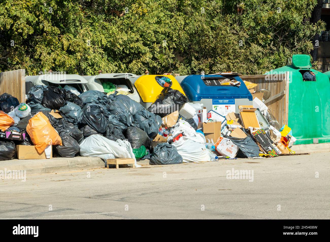 big piles of uncollected rubbish trash in Mallorca spain Stock Photo ...