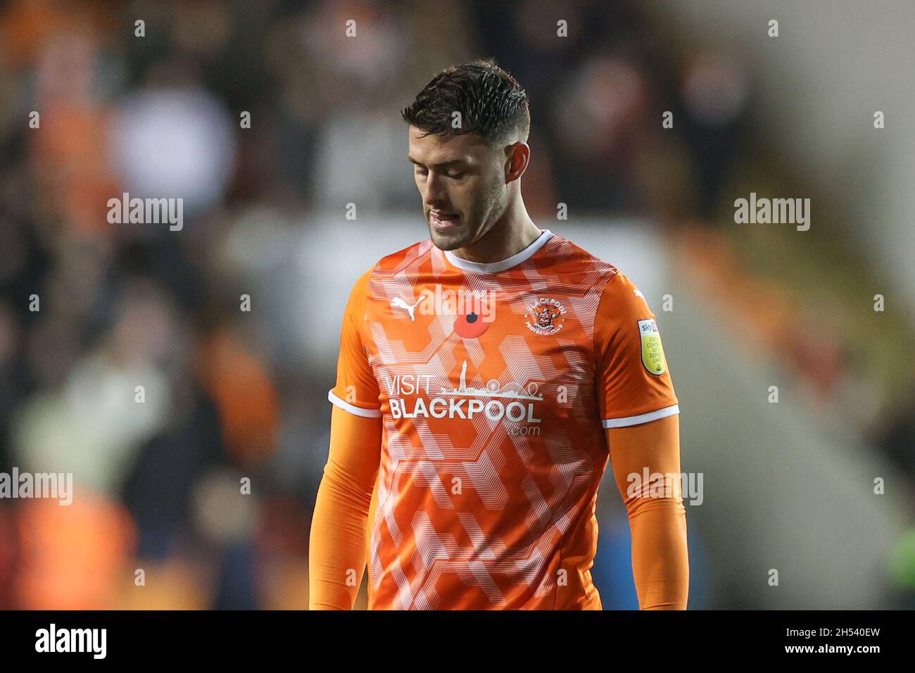 Blackpool, UK. 06th Nov, 2021. Gary Madine #14 of Blackpool during the ...