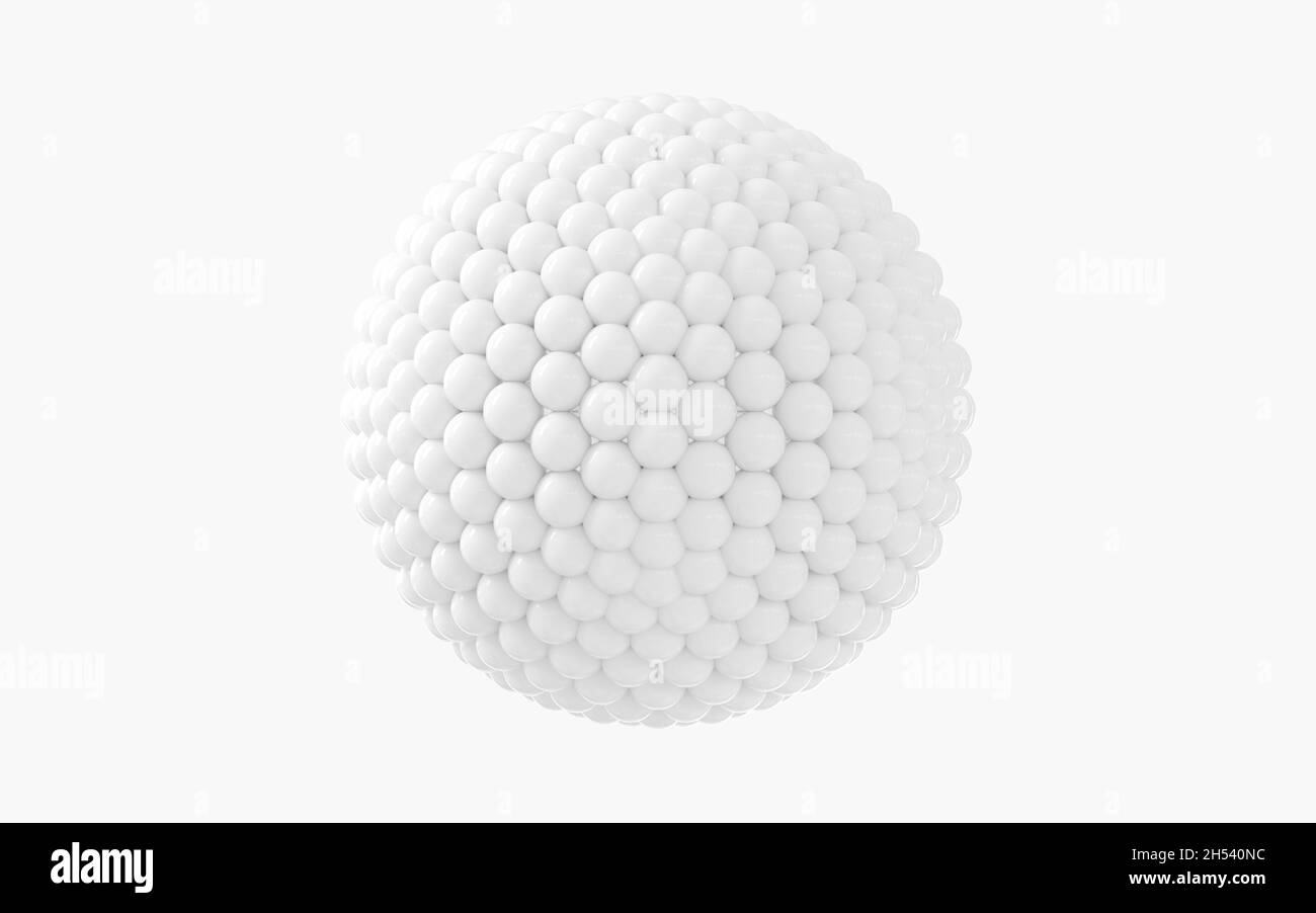 Many balls are combined into a big ball, 3d rendering. Computer digital ...