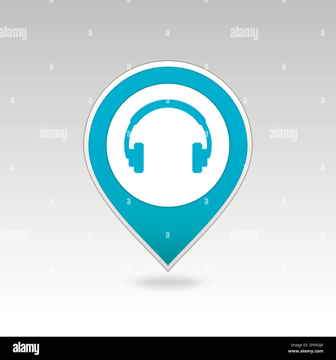 Headphone pin map icon. Map pointer. Map markers. Vector illustration ...