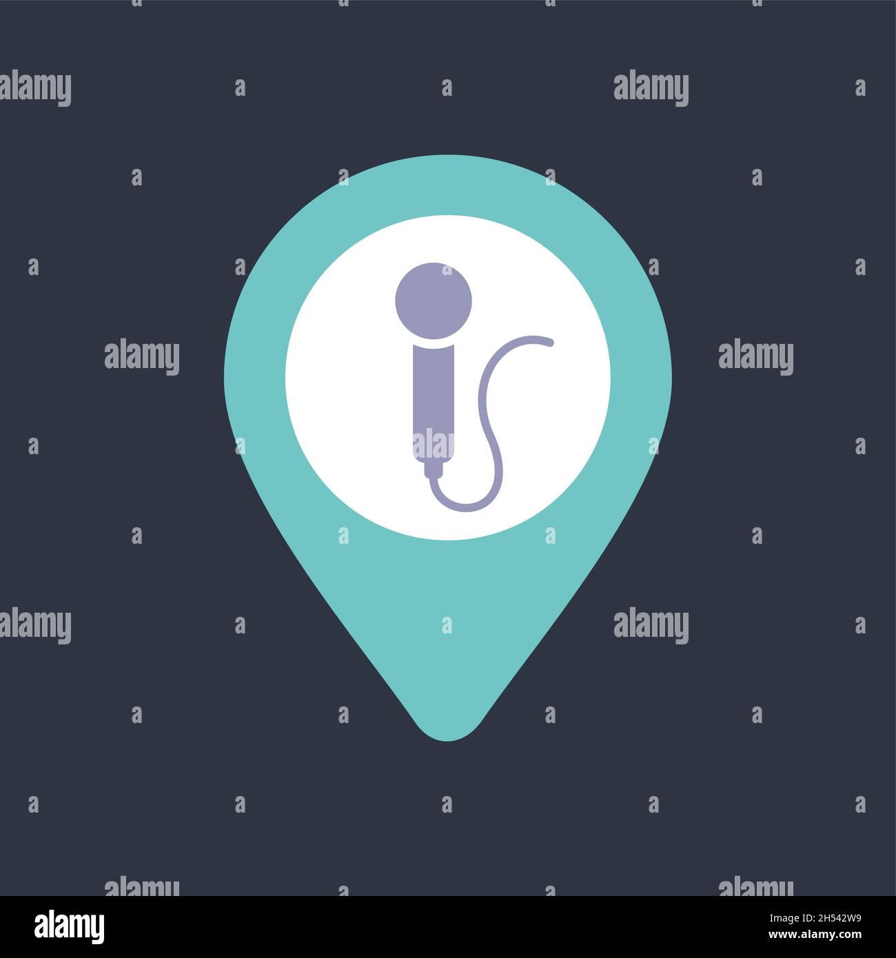 Microphone pin map icon. Map pointer. Map markers. Vector illustration ...