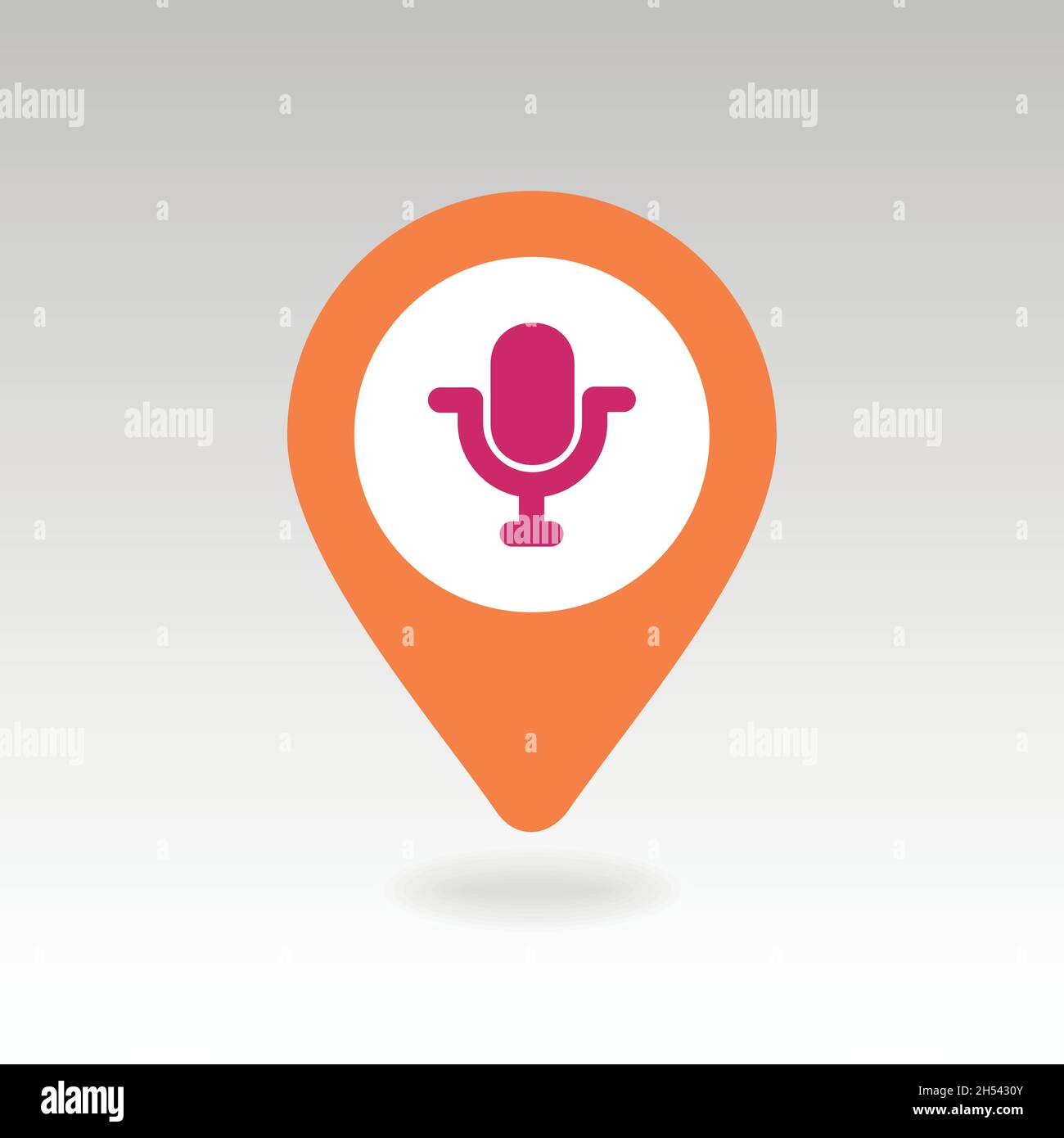Microphone pin map icon. Map pointer. Map markers. Vector illustration ...