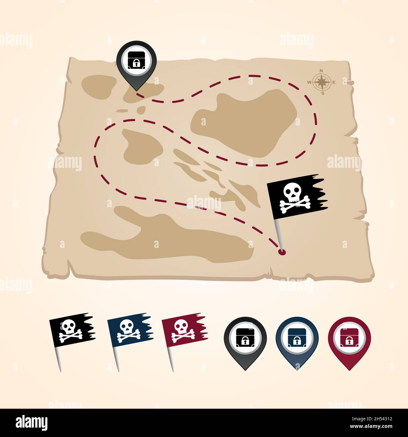 Pirate round map hi-res stock photography and images - Alamy