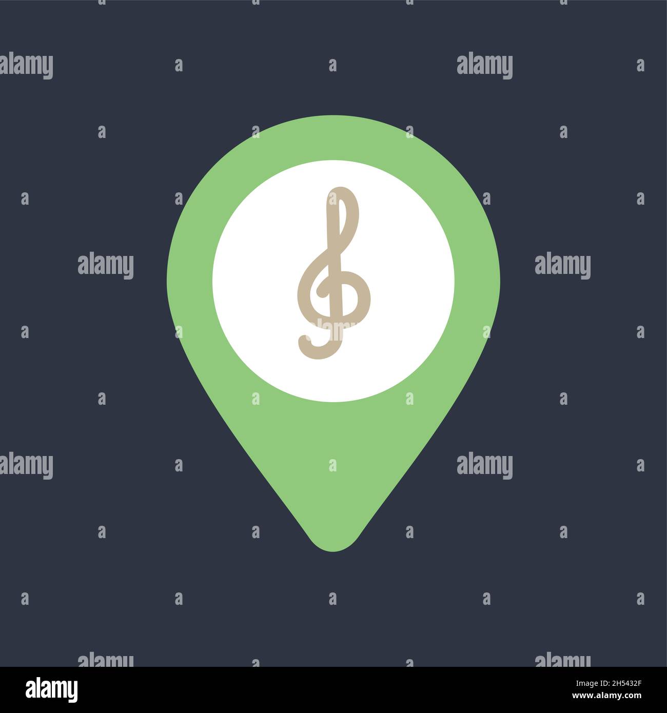 Treble clef pin map icon. Map pointer. Map markers. Vector illustration ...
