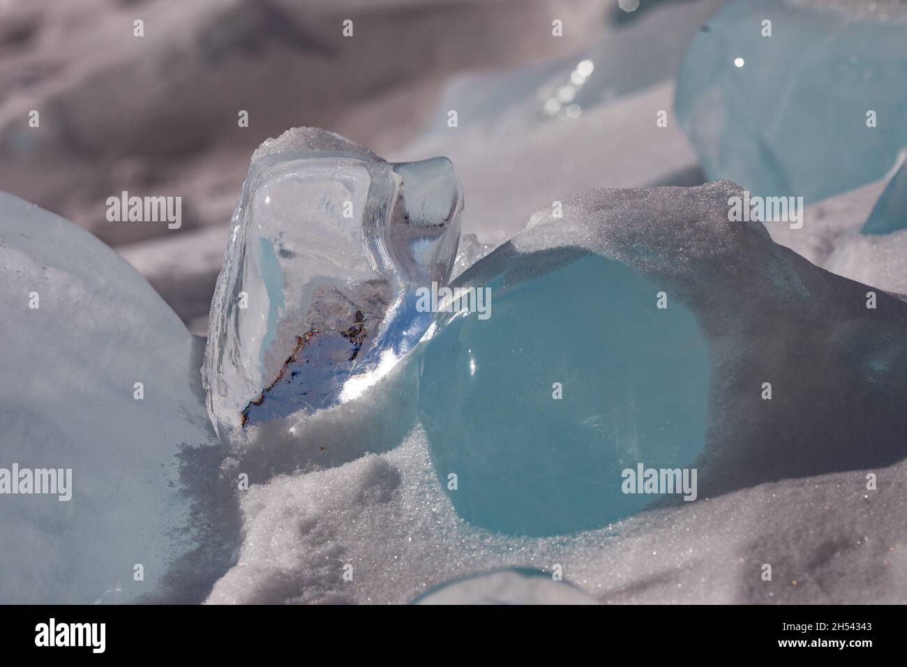 Blue ice formations on Baikal Lake in wintertime Stock Photo - Alamy