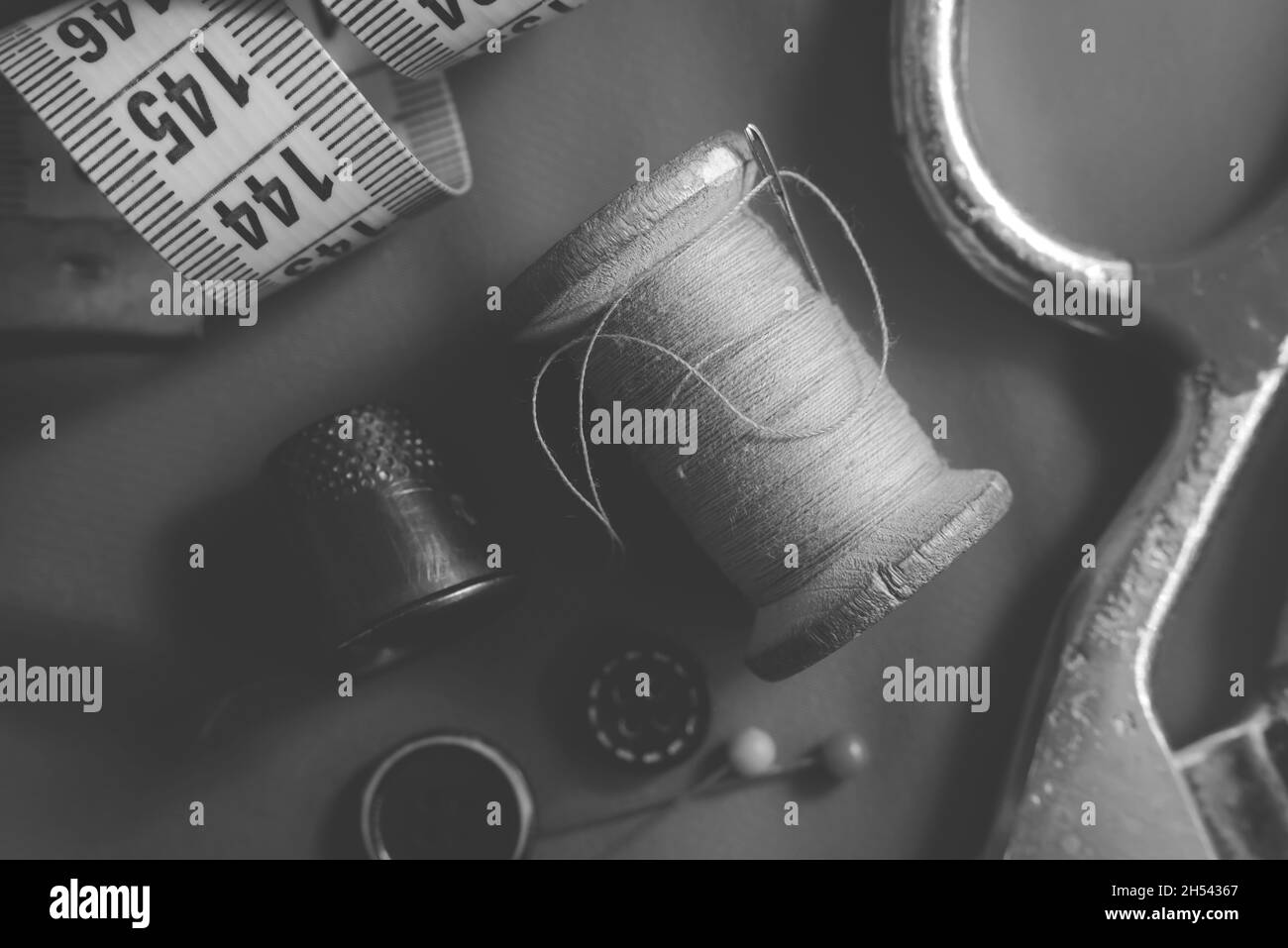 Retro tools for the work of a tailor, seamstress, fashion designer ...