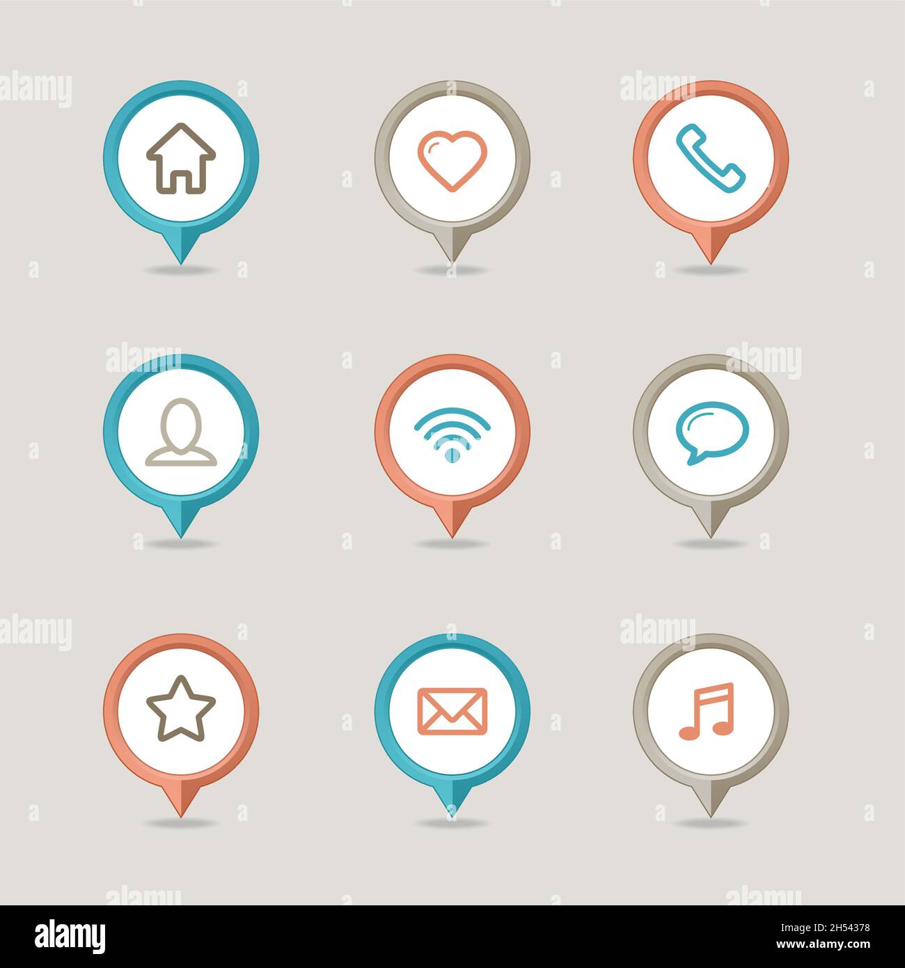 The modern mapping pins icon set eps 10 Stock Vector Image & Art - Alamy