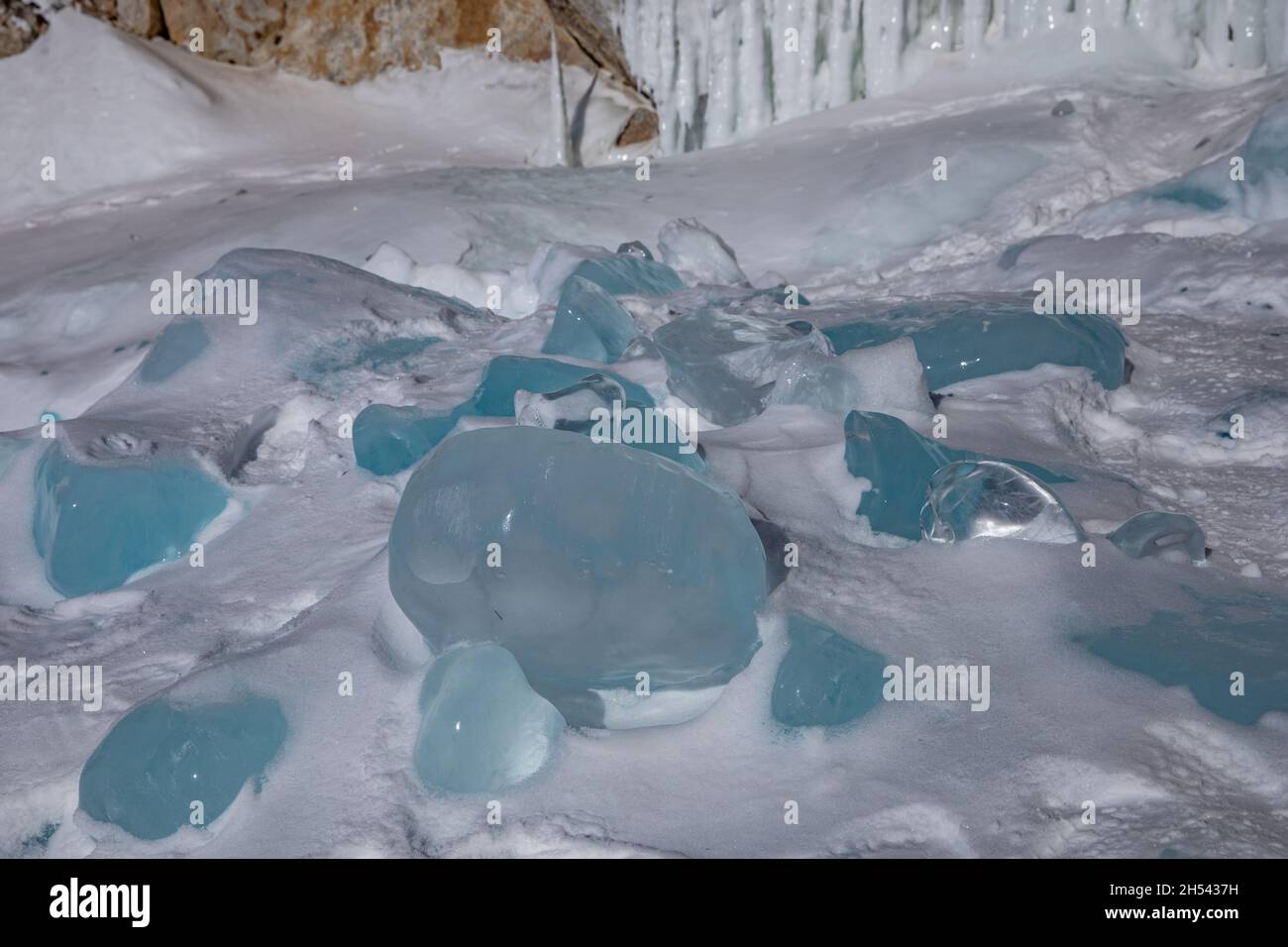Blue ice formations on Baikal Lake in wintertime Stock Photo - Alamy