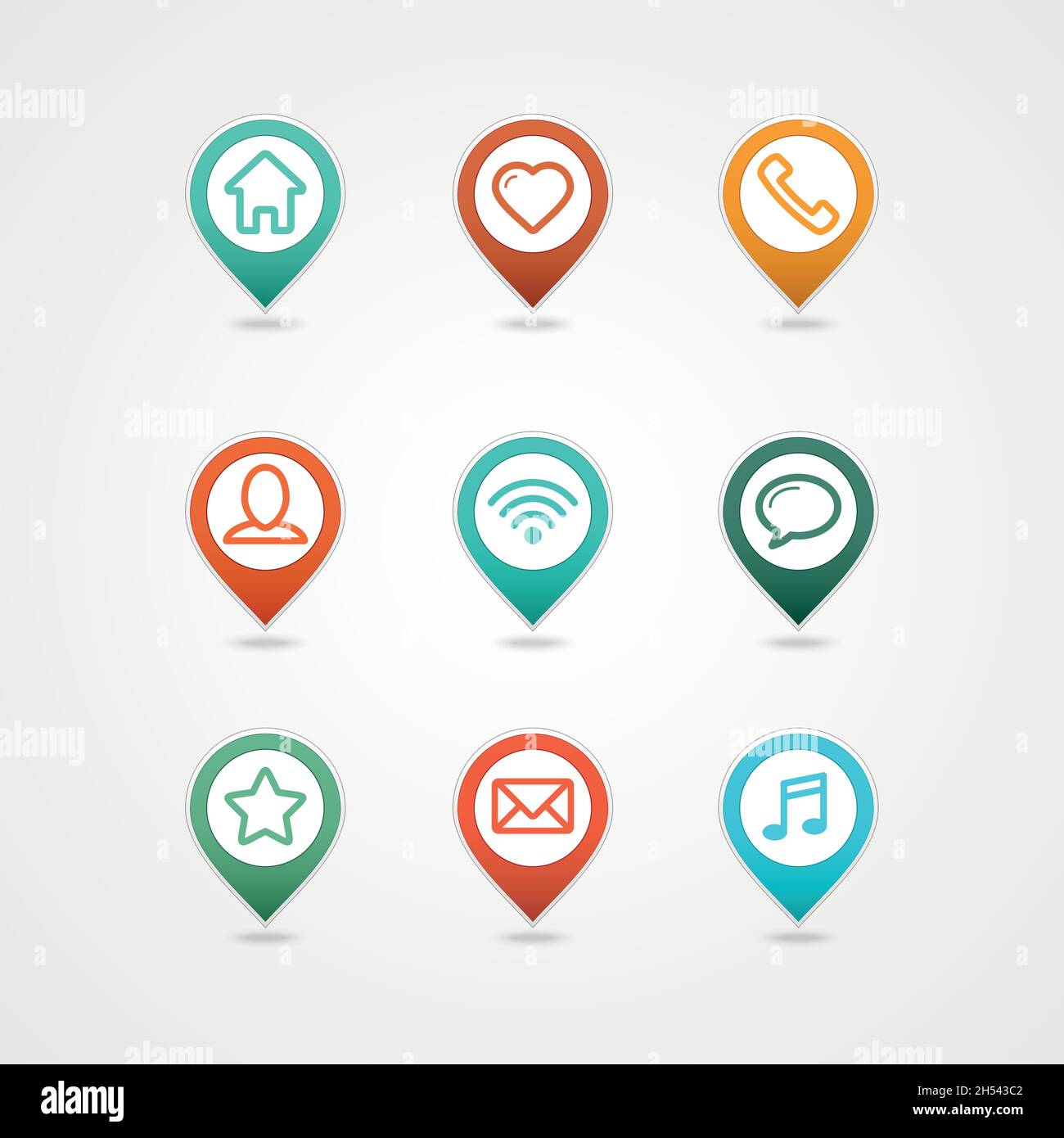 The modern mapping pins icon set eps 10 Stock Vector Image & Art - Alamy