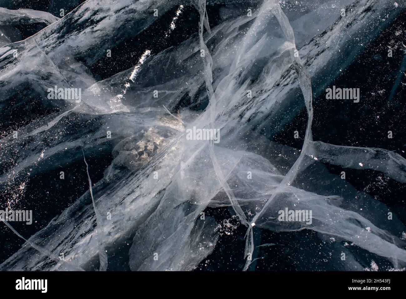 Ice cover of Baikal lake with specific pattern Stock Photo - Alamy