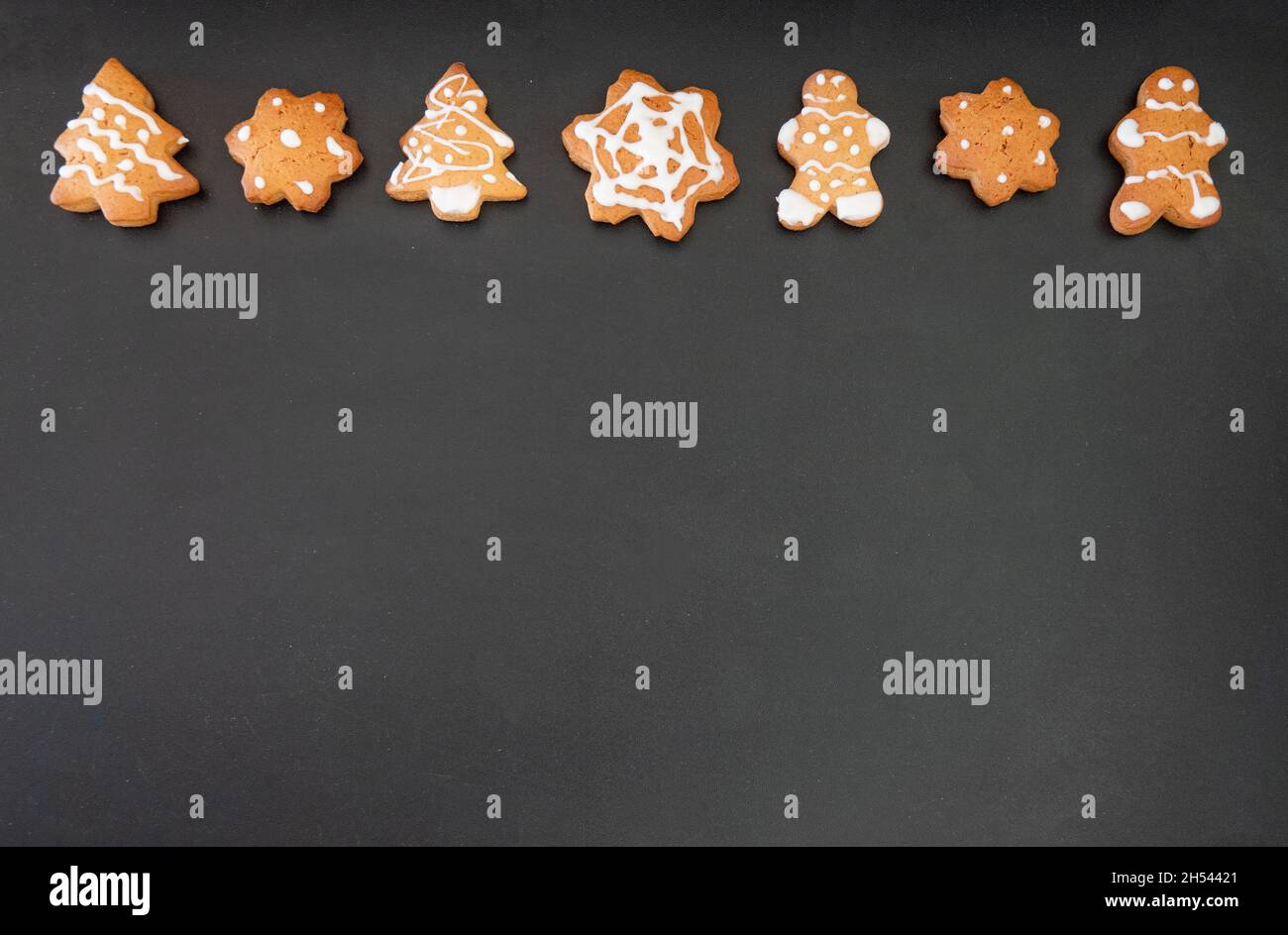 Happy New Year's set of gingerbread from ginger biscuits man glazed ...