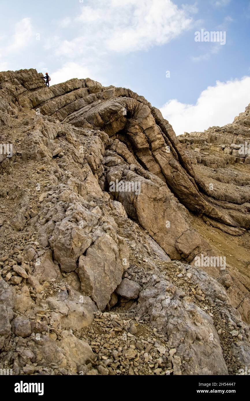 Italy Veneto - Hikers along the Ferrata Formenton Stock Photo - Alamy
