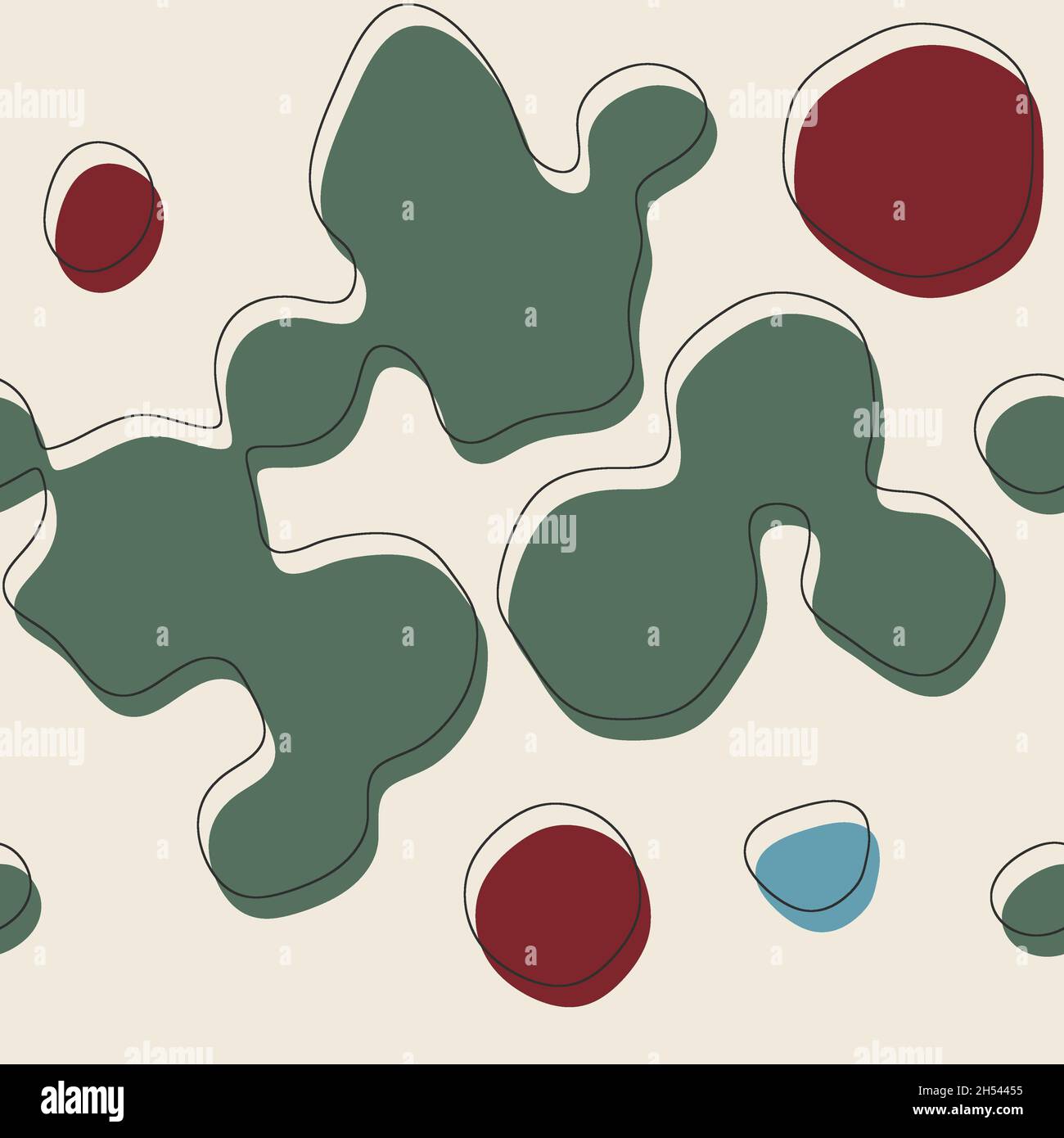 Seamless abstract organic blog shapes in various colors with offset ...