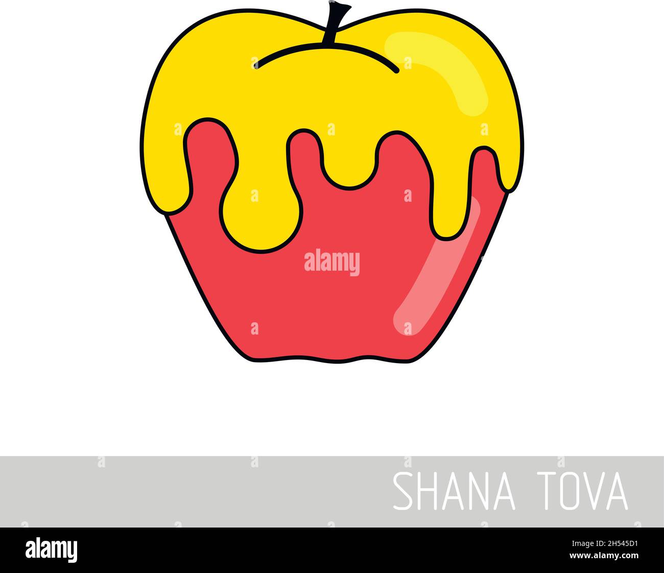 Honey on apple. Rosh Hashanah icon. Shana tova. Happy and sweet new ...