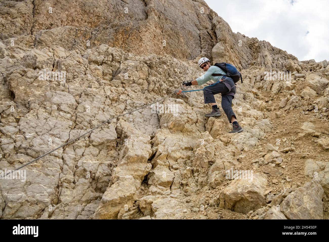 Italy Veneto - Hikers along the Ferrata Formenton Stock Photo - Alamy