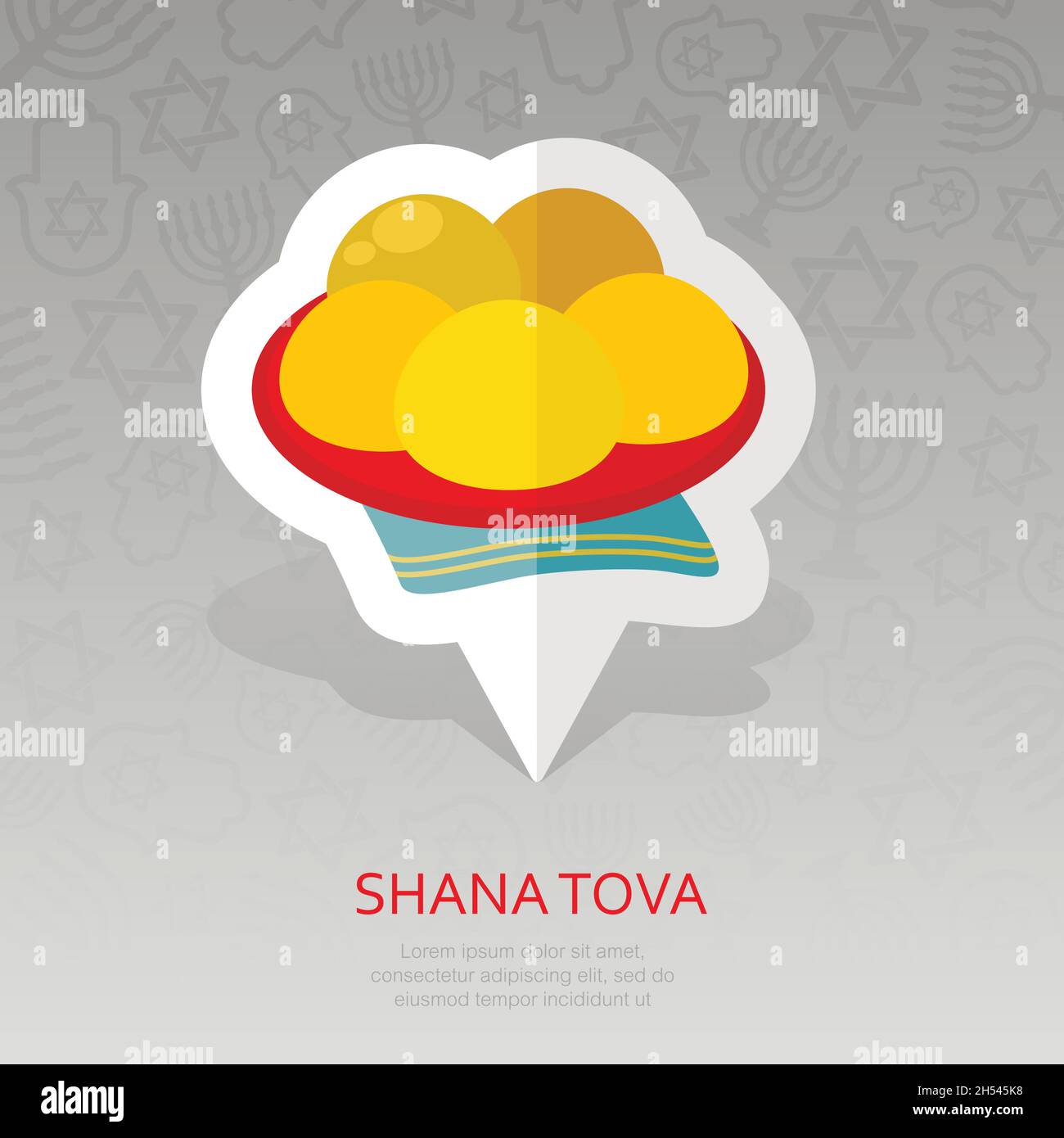 Hanukkah doughnut. Traditional Jewish holiday food. Rosh Hashanah pin ...