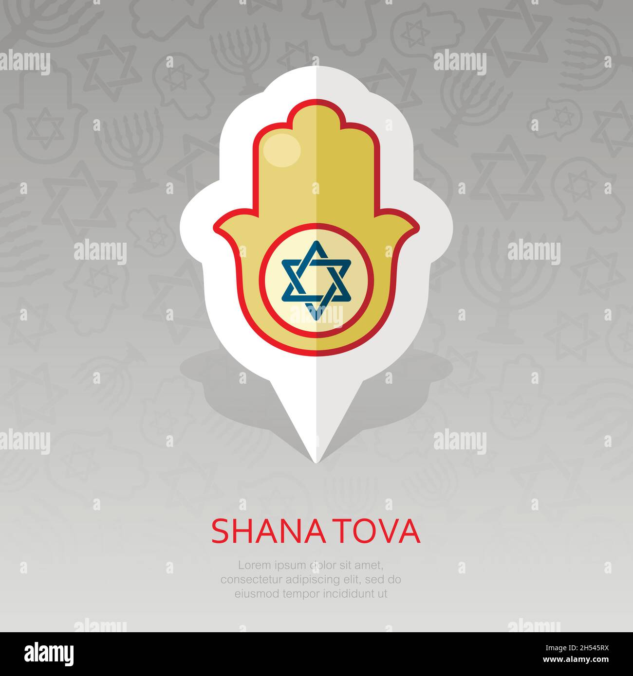 Hamsa hand. Rosh Hashanah pin map icon. Shana tova Map pointer. Happy ...