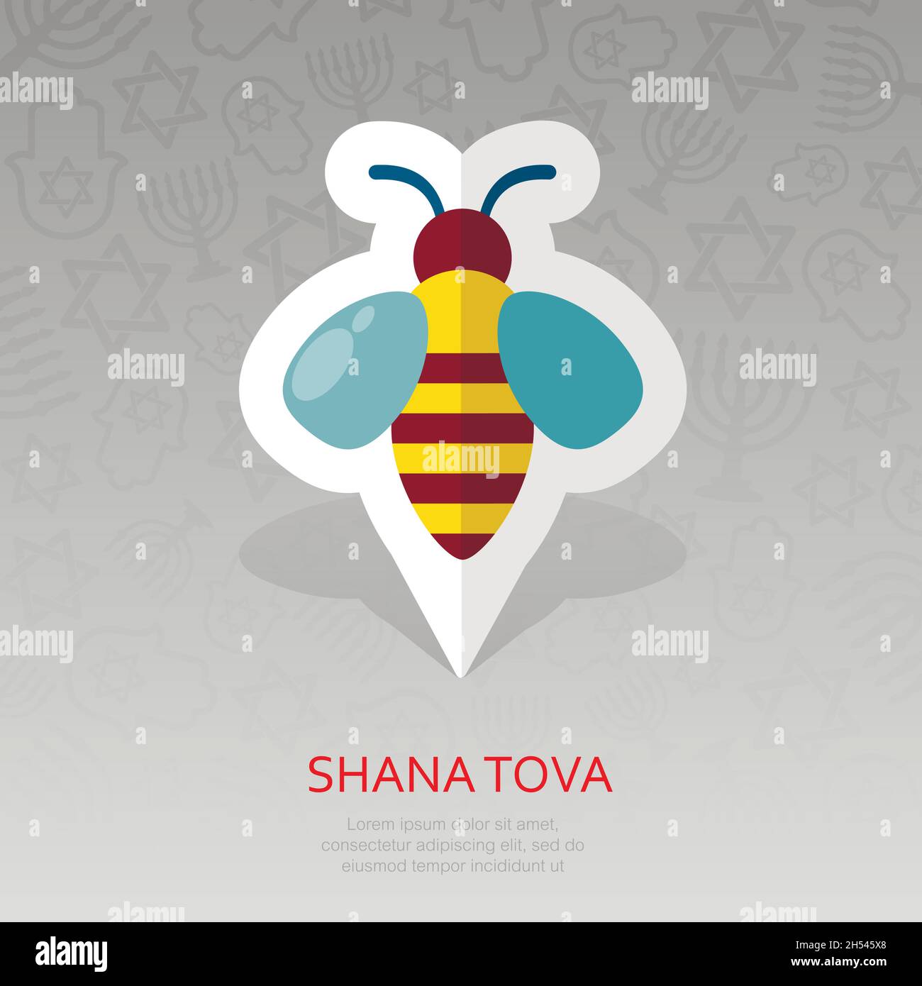 Bee. Rosh Hashanah pin map icon. Shana tova Map pointer. Happy and ...