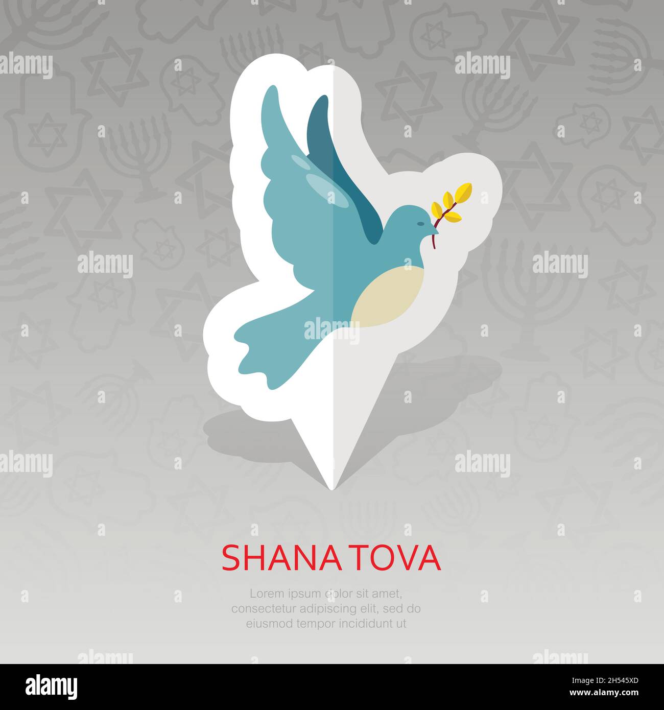 Dove. Rosh Hashanah pin map icon. Shana tova Map pointer. Happy and ...
