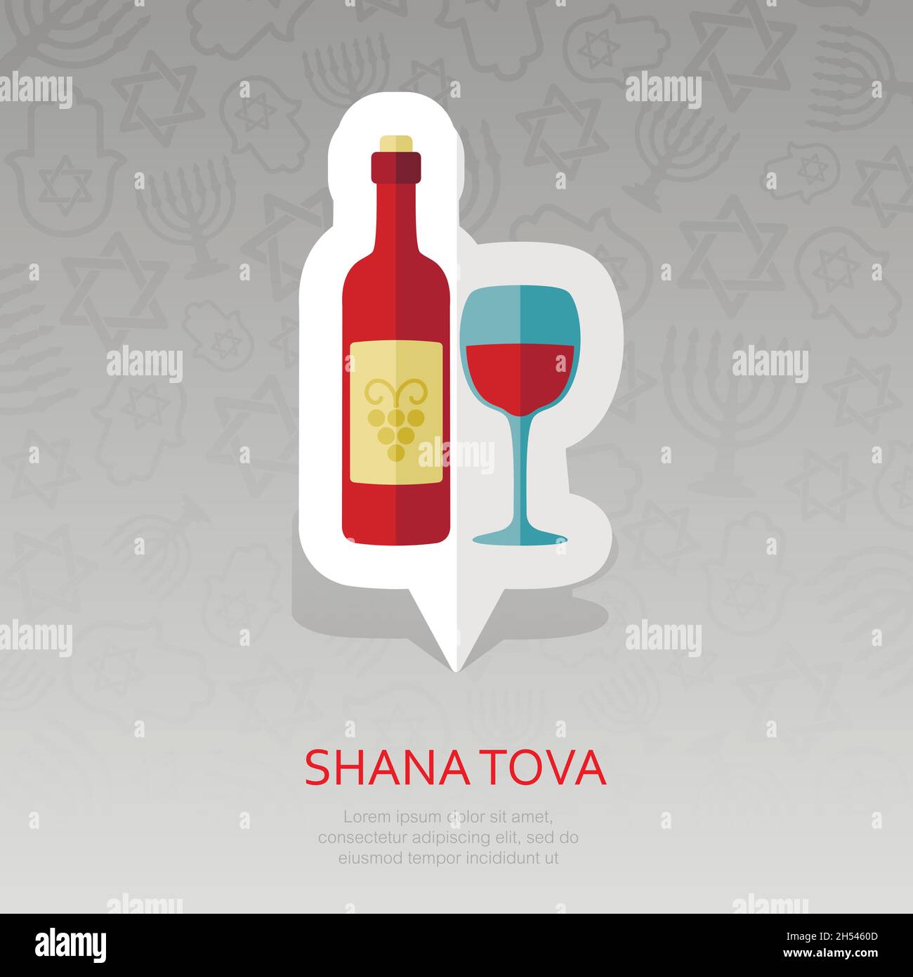 Bottle of wine and glass. Rosh Hashanah pin map icon. Shana tova Map ...