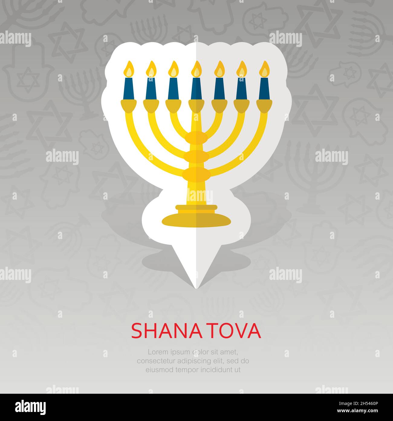 Menorah. Rosh Hashanah pin map icon. Shana tova Map pointer. Happy and ...